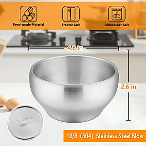 LIANYU 12oz Stainless Steel Bowls for Kids, 4 Pack Children Toddler Bowls, Double-walled Insulated Metal Bowls for Child, Baby Toddler Feeding Bowl for Dinner Lunch, Dishwasher Safe