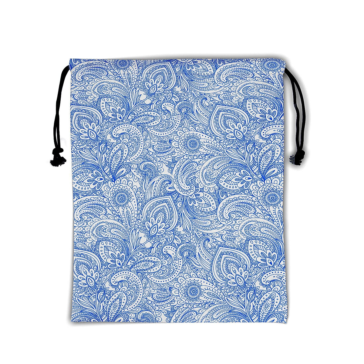 Blue White Floral Grip Bag - Traditional Flower Grip Bags for Gymnasts Teal Flowers Gymnastic Bag Abstract Modern Art Gym Pouch Bag Artistic String Bag Adjustable for Personal Equipment