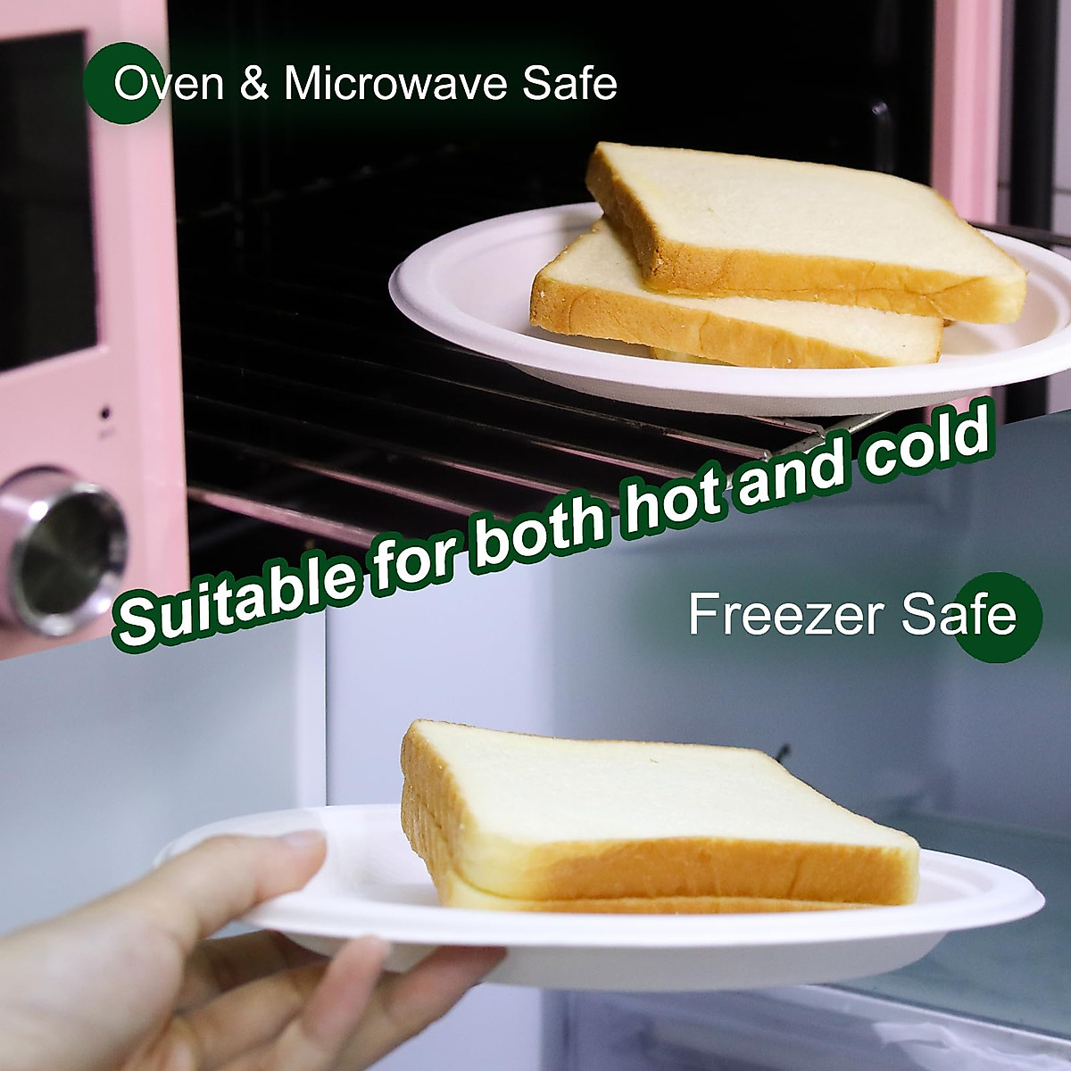 JOYFULOCEAN Paper Plates 7 inch 125 Pieces, 100% Compostable Disposable Paper Plates, Heavy-Duty Natural Biodegradable Eco-Friendly Sugarcane Fibers Party Plates(White)[PFAS-Free][BPI Certified]