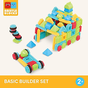 Battat- Bristle Blocks- STEM Interlocking Building Blocks- 112 pc Playset- Developmental Toys for Toddlers & Kid- Basic Builder Set- 2 Years +