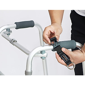 PACMAXI Round Strong Handy Hooks Clips Organizer Hanger for Walker, Rollator, Crutches, Wheelchair, Shopping Cart, 2 Pack (Black)