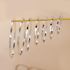 LOUMILEO Large Silver Hoop Earrings for Women Hypoallergenic Sterling Silver Hoop Earrings Lightweight Big Silver Hoop Earrings Silver Hoop Eearrings for Women