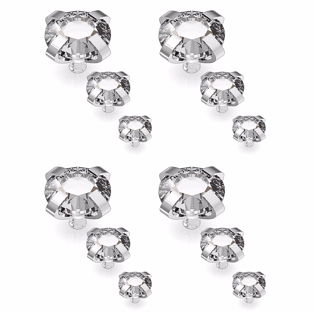 Dyknasz 12PCS 14G Grade 23 Titanium Dermal Anchor Tops Internally Threaded Clear Gem Piercing Jewelry for Women Men