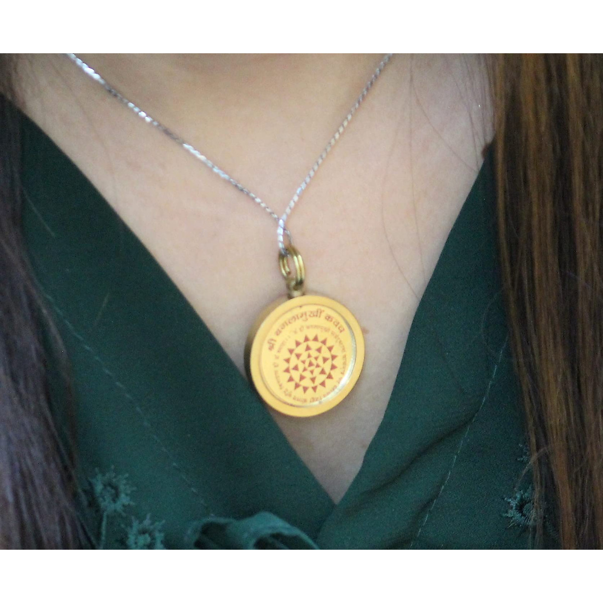 Jet Unique design BAGLAMUKHI Yantra Pendant Remove Negativity positive energy unisex Pendants Good look Pendant (Baglamukhi Yantra)