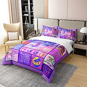 Volleyball Bedding Duvet Cover 100% Cotton Set Twin Size Sports Game Bedding Set for Kids Decor Volleyball Player Comforter Cover Set Purple Bedspread Cover Bedroom Bedclothes