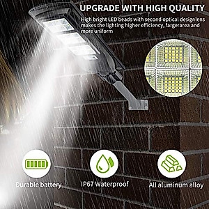 Saanpaan Solar Street Lights Outdoor, Solar Powered Street Lamp Dusk to Dawn with Motion Sensor, Solar Flood Light for Parking Lot,Garden,Street,Front Door