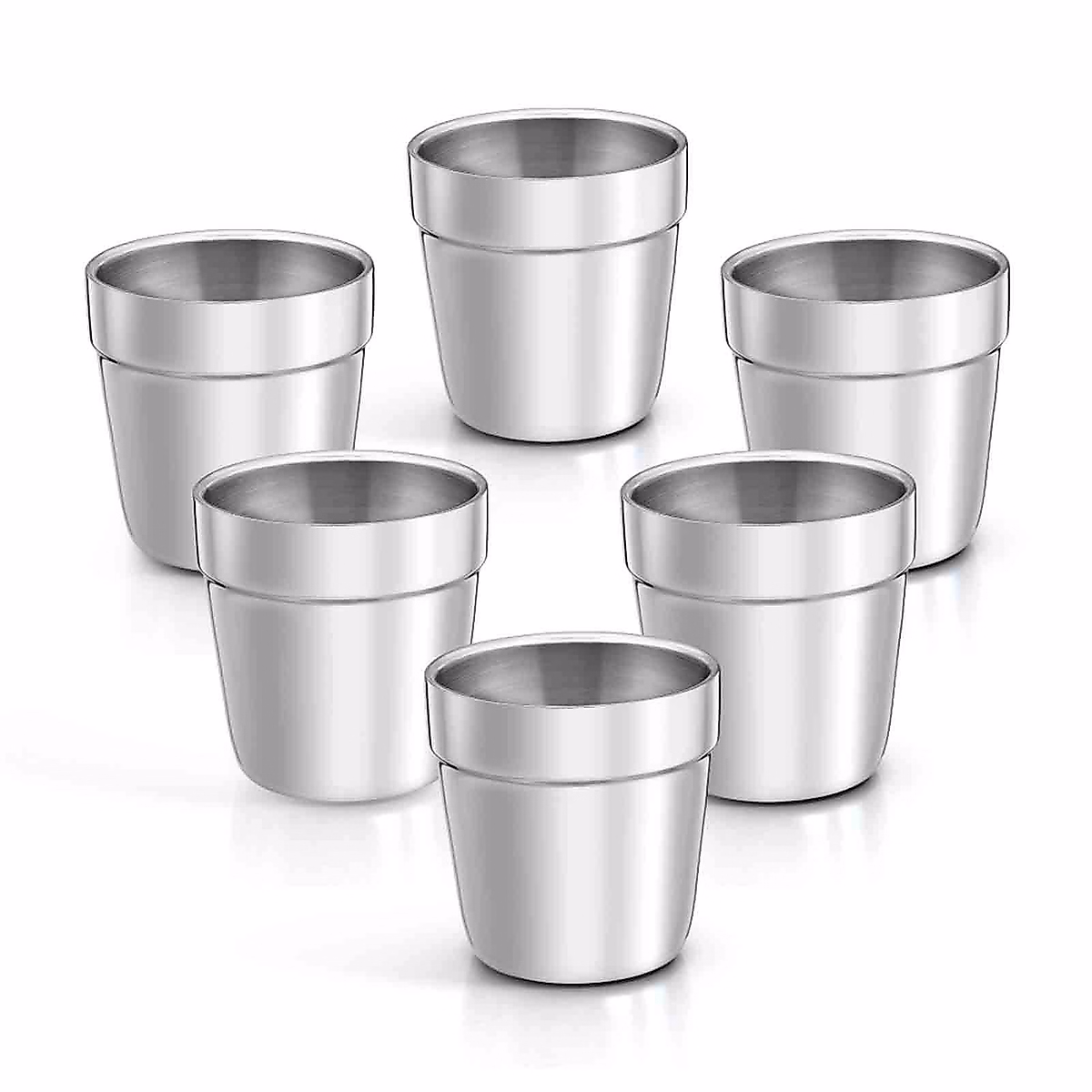TeamFar Toddler Cups, 6 oz Toddler Insulated Cups Tumbler Mug Stainless Steel for Kids Preschooler Camping Travel, Safe & Healthy, Double Walled & Dishwasher Safe - Set of 6