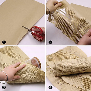 Wrapping Paper Packaging Paper Honeycomb Cushioning Wrap Paper,Kraft Packing Paper Honeycomb Wrap Roll Bubble Alternative Shipping Moving Packing Paper Gift Wrapping Paper (Kraft)