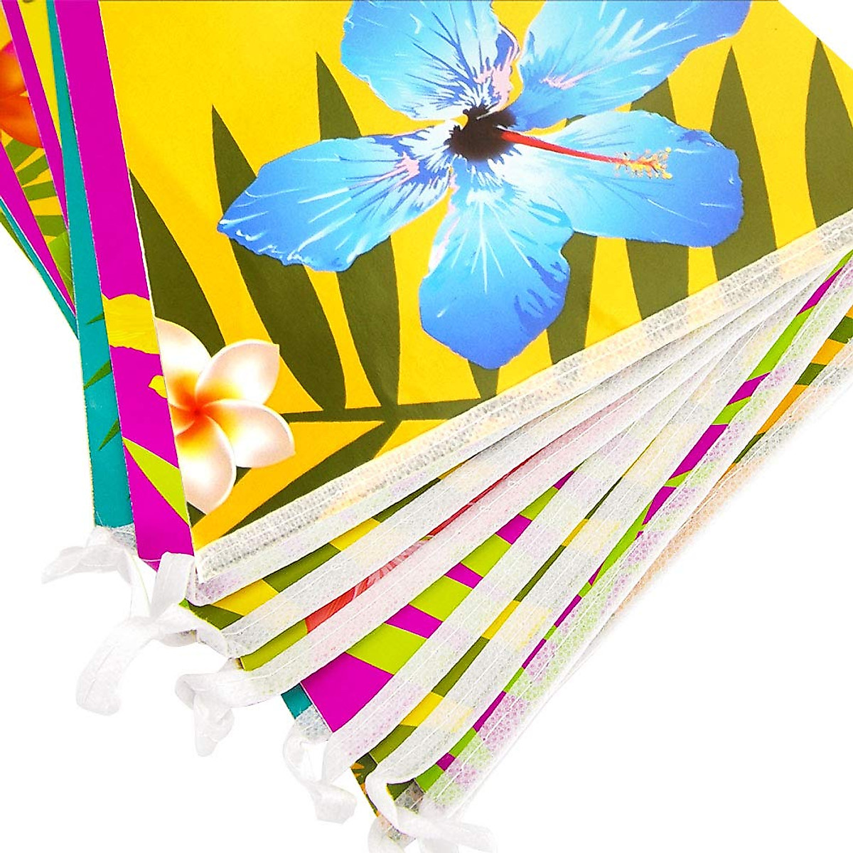 FEPITO 4 Pack Hawaiian Bunting Banner Luau Party Tropical Party Bunting Totally 12 Meters