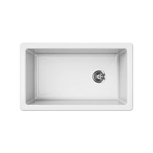 PIRALLA 30 inches Fireclay Farmhouse Kitchen Sink, White, FM03018001