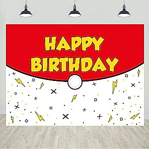 Cartoon Red and White Ball Birthday Backdrop Kids Red and White Ball Magical Pet Photo Background Decorations Child Cake Table Banner Supplies 7x5ft