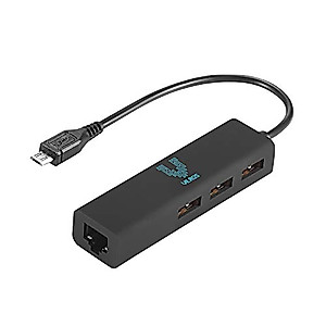 Three Port USB and Ethernet Hub with Micro USB Connector-Great for Pi Zero
