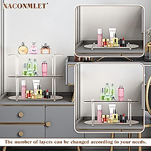 Naconmlet 3 Tier Bathroom Counter Organizer,Acrylic Bathroom Organizer Countertop Skincare Organizers Vanity Tray for Perfume Lotion Cosmetic(Amber)