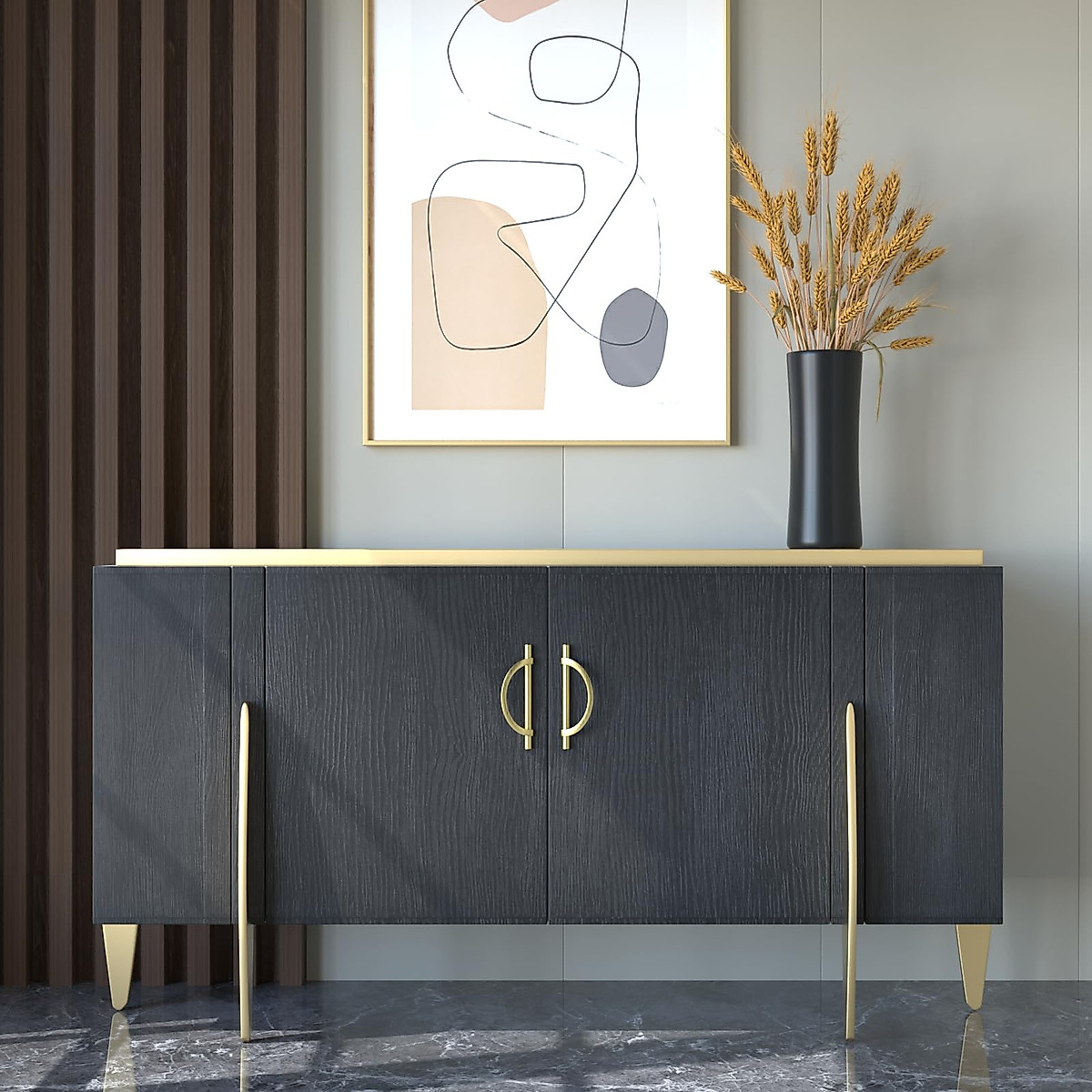 homdiy 2 Pack Brushed Gold Cabinet Pulls 3.75" Drawer Half Moon Handles for Dresser Kitchen Hardware, 3-3/4 inch(96mm) Hole Centers