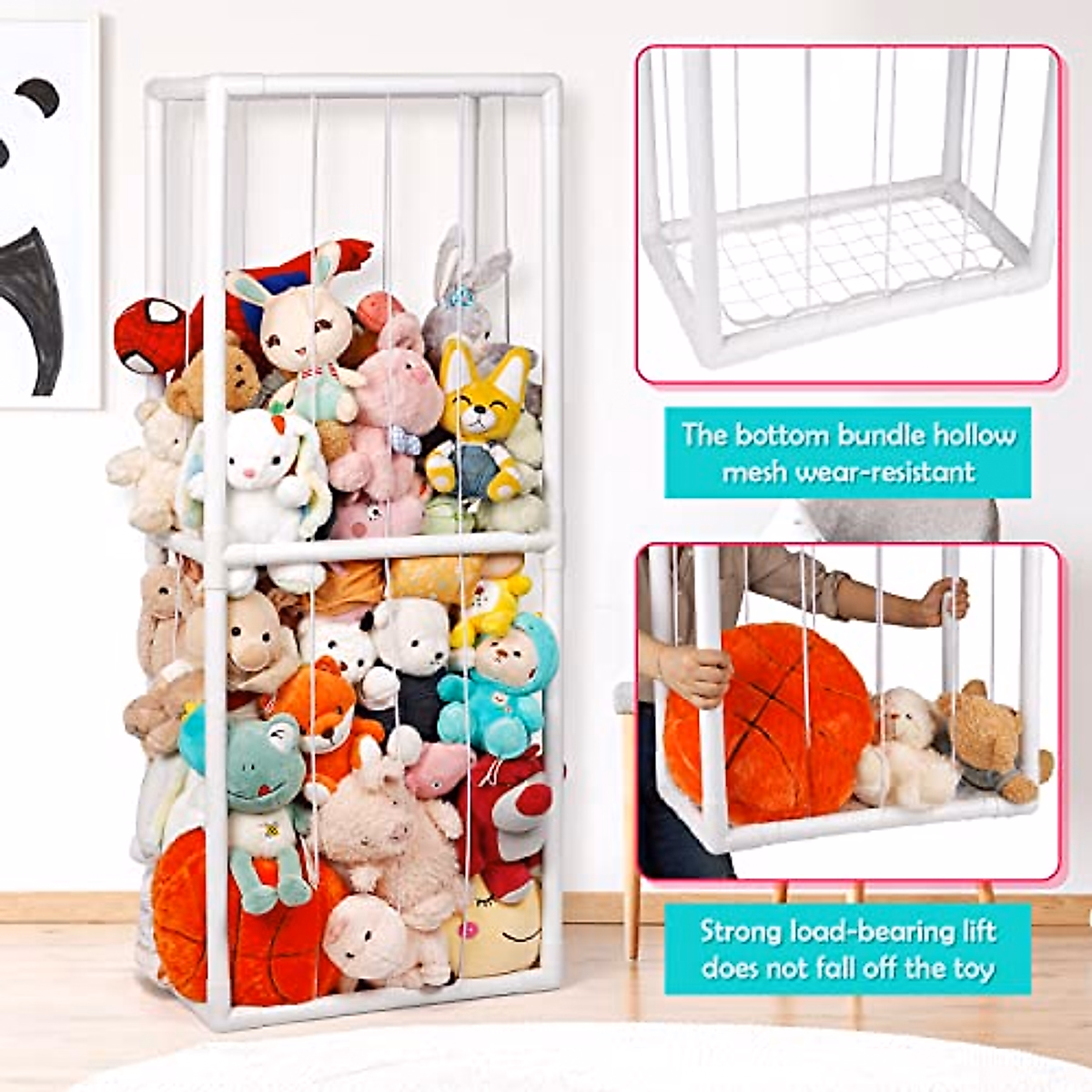 Ibnotuiy Stuffed Animal Zoo Storage Stuffed Animal Holder PVC Plush Storage Organizer Shelf with Elastic Band for Birthday Gift for Nursery Play Room Bedroom