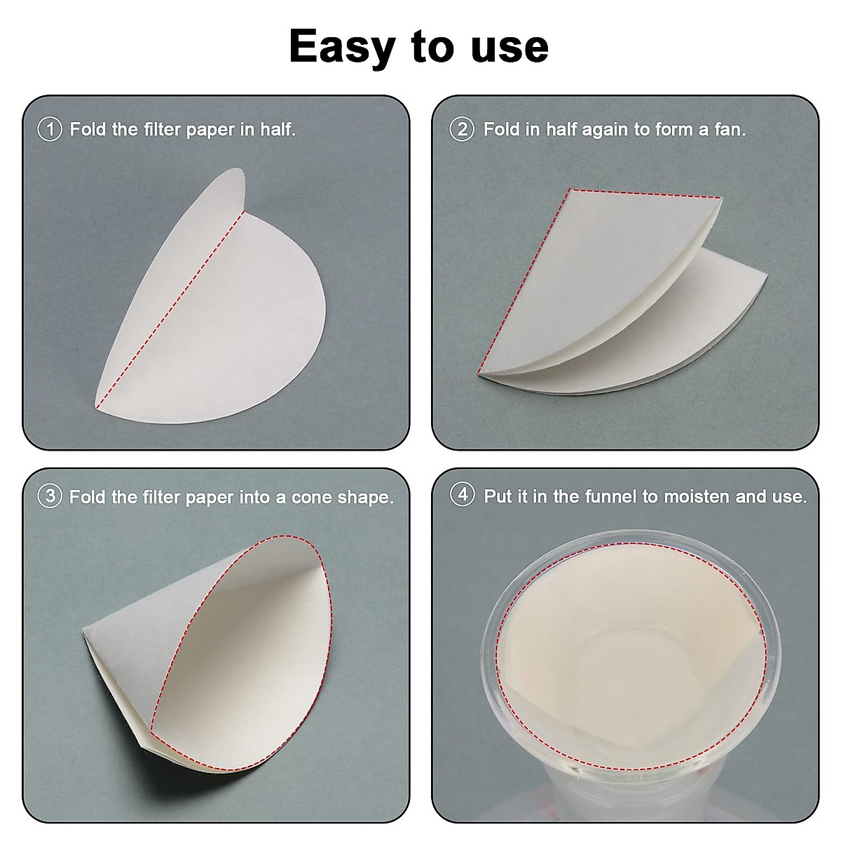 stonylab Qualitative Filter Paper, 100 Packs Slow Flow Rate Cellulose Filter Paper Circles with 10 Micron Particle Retention, 74 mm Diameter