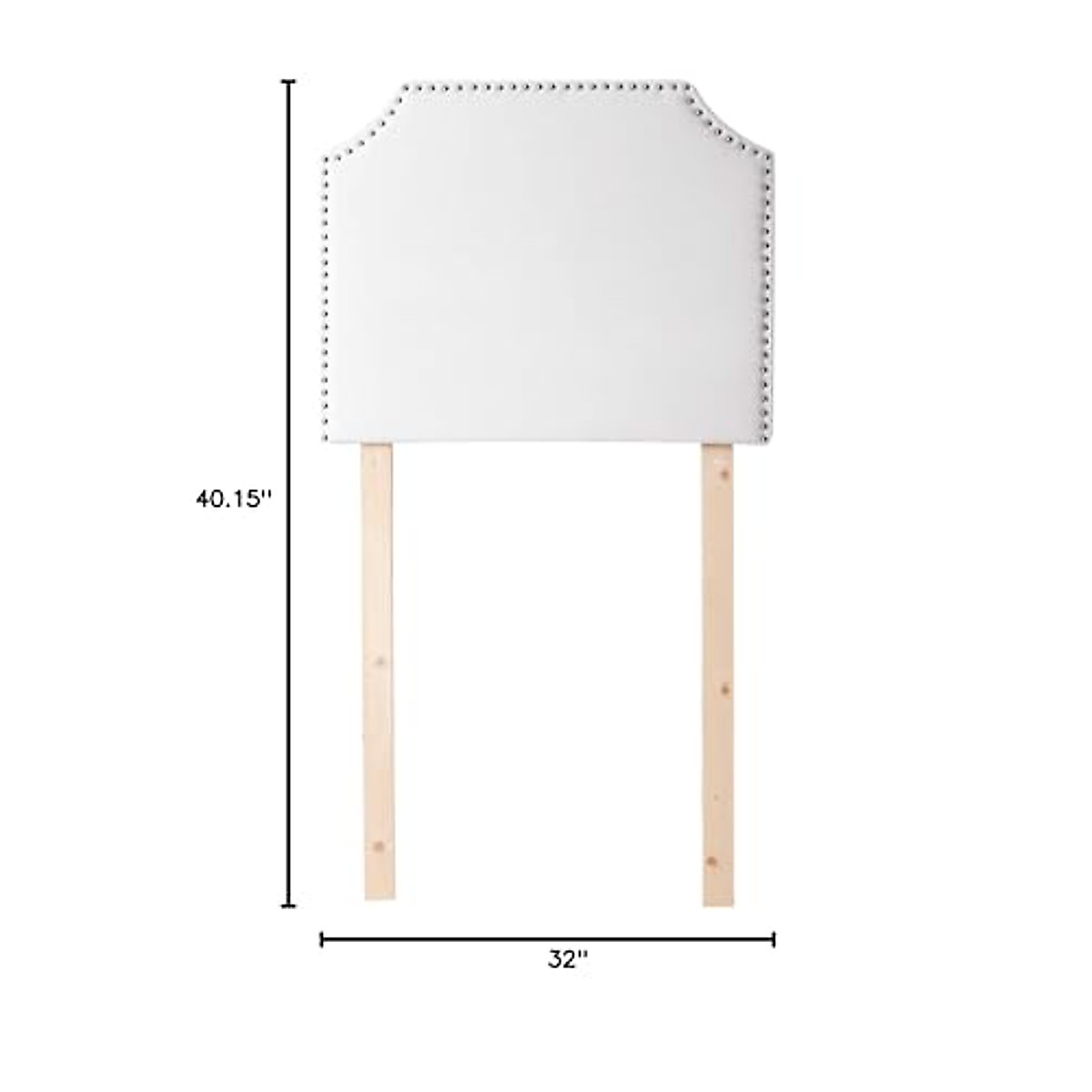 DormCo Bevel Tacked Plush College Headboard - White - with Legs