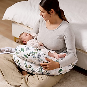 Momcozy Nursing Pillow Pink and Replacement Pillowcase, Original Plus Size Breastfeeding Pillows for More Support for Mom and Baby, with Adjustable Waist Strap