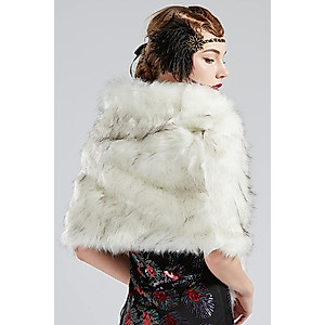 BABEYOND Womens Faux Fur Collar Shawl Faux Fur Scarf Wrap Evening Cape for Winter Coat