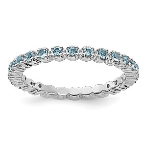 IceCarats 925 Sterling Silver Blue Aquamarine Stackable Ring Gemstone Band March Birthstone Jewelry Size 6.00