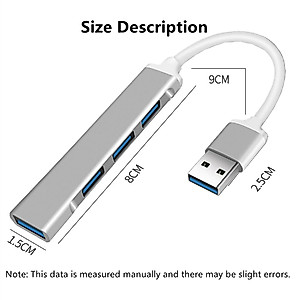 USB 3.0 Hub Expander Mini USB Hub Extensions 4 Port USB Adapter Station, Ultra Slim Portable Data Hub USB Splitter Aluminum Applicable for Laptop, iMac Pro, MacBook Air, Mac, Notebook PC
