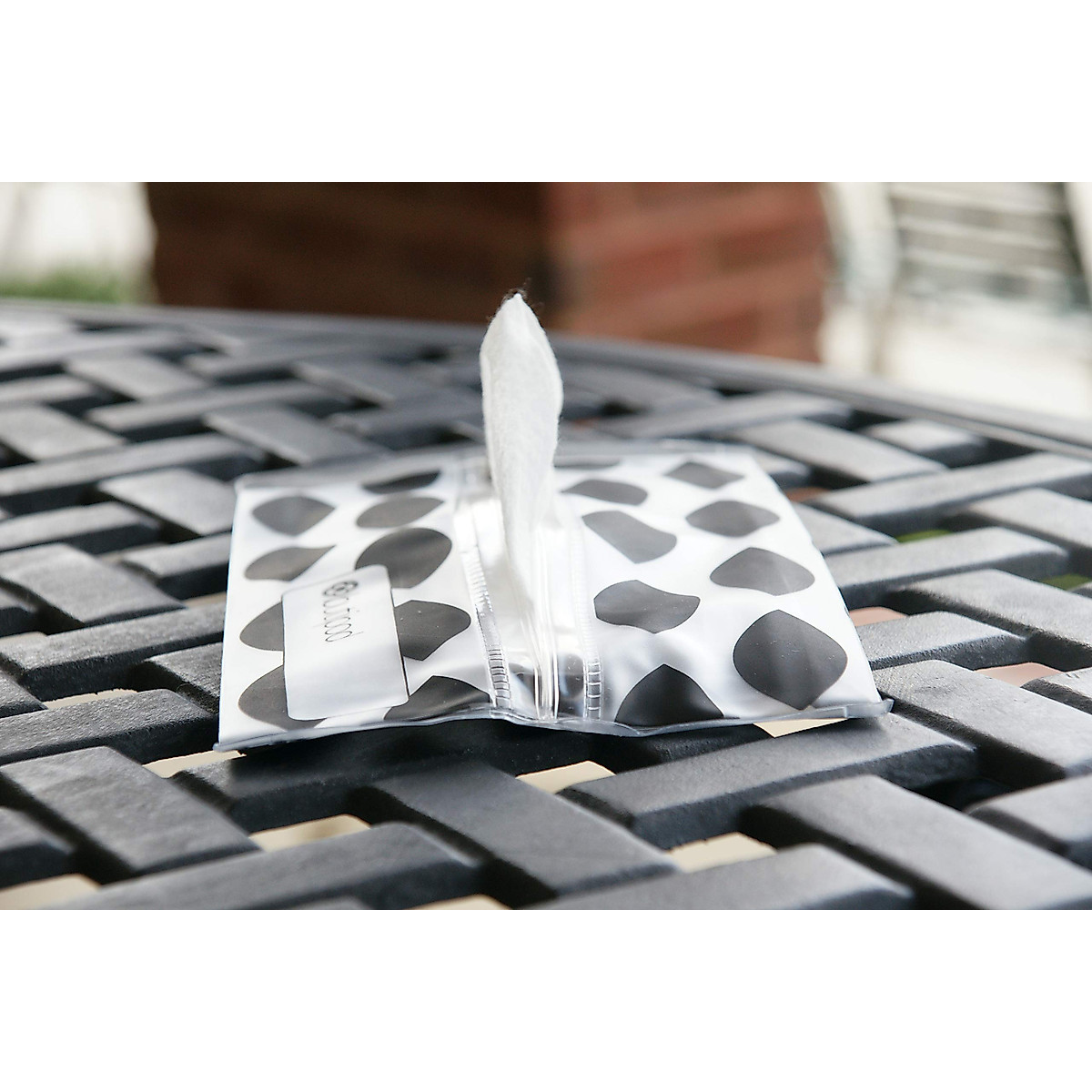 Butipods Reusable Wet Wipe Pouch Slim Case Travel Clutch Holder | Refillable Portable Baby Wipes Dispenser Container | Wipes Stay Moist | Great for Hand and Face Wipes, Set of 2 (Black Ovals & Rings)