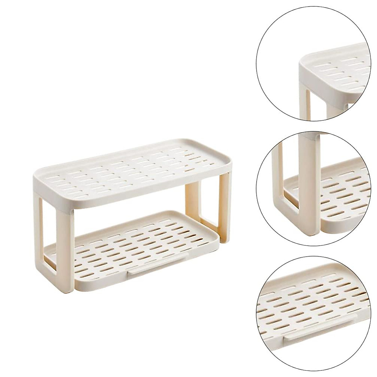 Hemoton Pull Out Shelf Jar Rack Bottle Stand Bathroom countertop Organizer Valet Tray Rack Organizer Storage Shelf Organizer Tray Jewelry Organizer Stand Metal White Make up Corner Frame