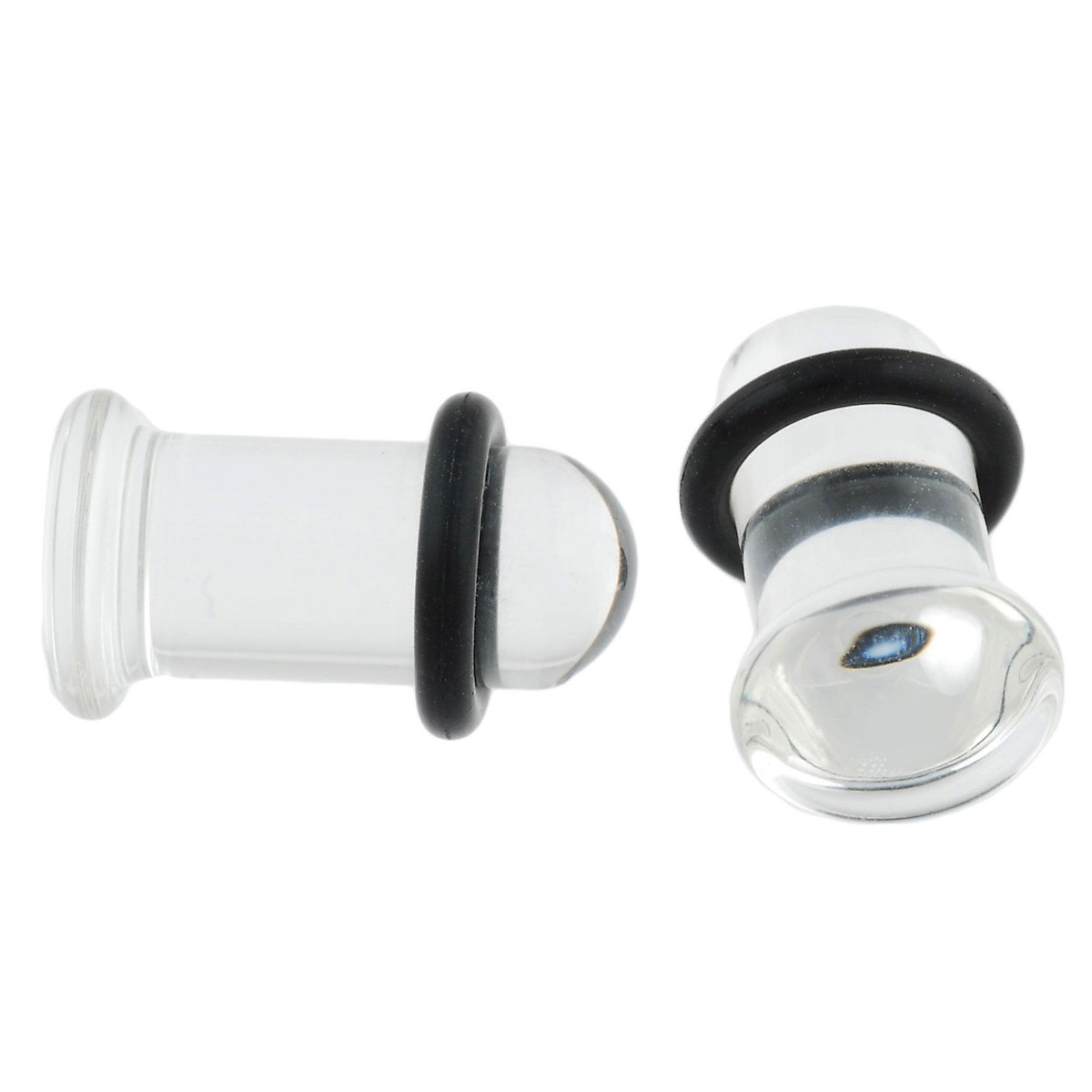 Pair of Clear Glass Single Flared Plugs: 12g