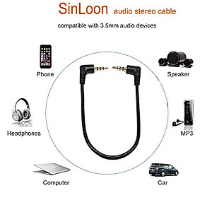 SinLoon 3.5mm TRRS Cable, (2-Pack) Gold Plated 90 Degree Right & Left Angled 3.5mm Stereo 4-Pole Male to Male Auxiliary Audio Cable for Smartphones,Tablets,Players Microphone(4-P,9inch)