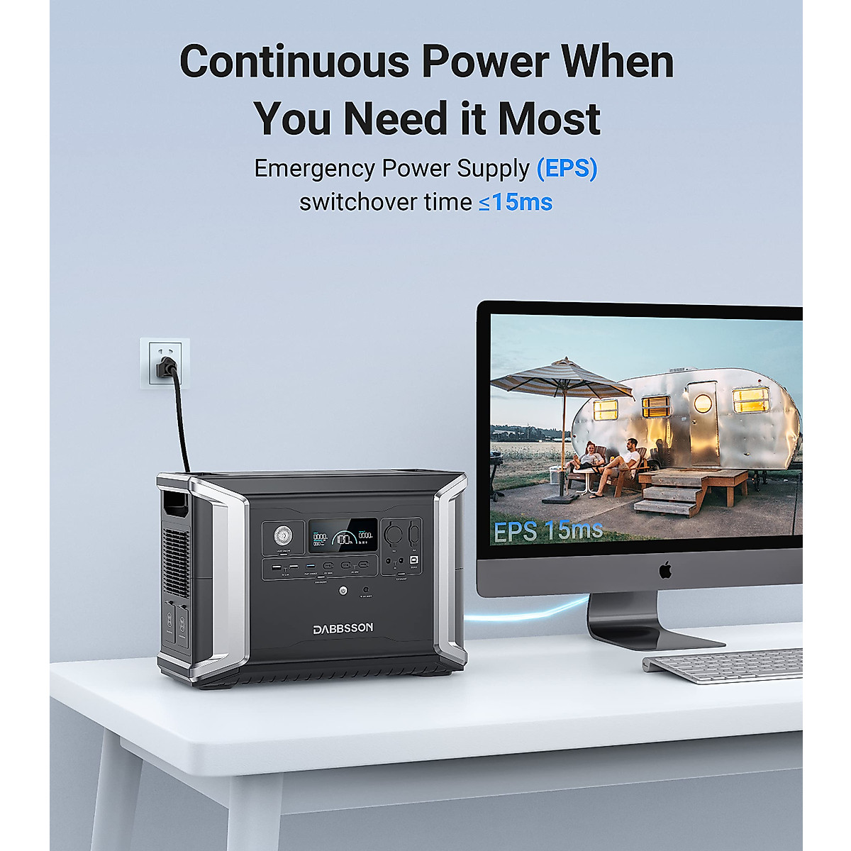 Dabbsson Portable Power Station DBS2300, 2330Wh EV Semi-solid State LiFePO4 Home Battery Backup, Max 8330Wh, 5×2200W AC Outlets, Solar Generator for Camping, Home Backup, Emergency, RV