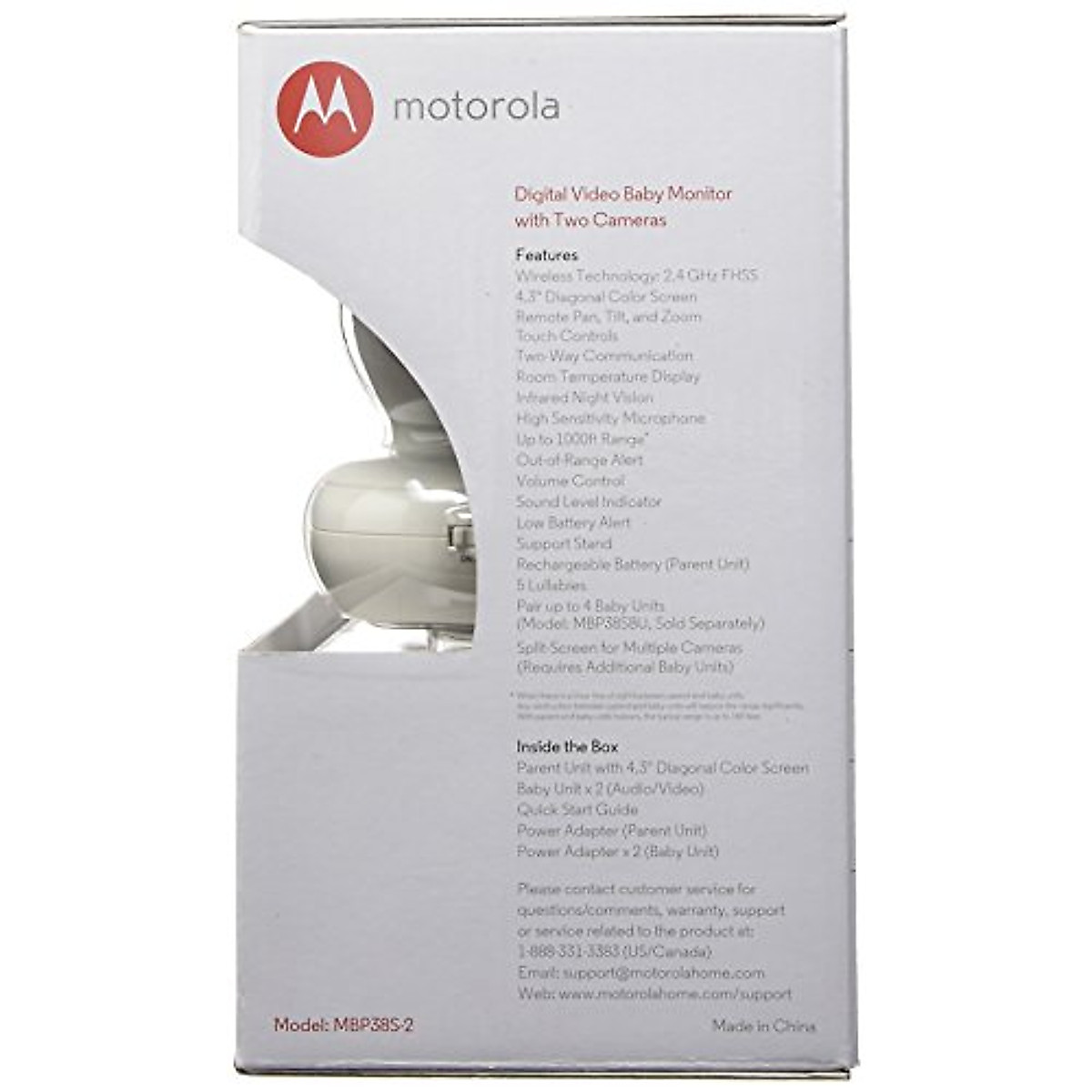 Motorola MBP38S-2 Digital Video Baby Monitor with 4.3-Inch Color LCD Screen and 2 Cameras with Remote Pan, Tilt and Zoom