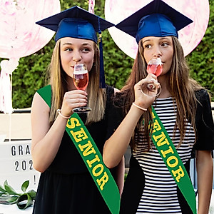 SKJIAYEE Class of 2025 Senior Sash, Green Satin Finally Graduated Sash with Gold Printing Letters Cheerleader Senior Sash for Class of 2025 Graduation Party Celebrations Supplies(Green+gold)