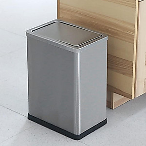JINYCOME 2.6 Gallon Small Office Bathroom Trash Can with Swing Lid,Living Room Bedroom Garbage can Wastebasket bin,Metal Decor Trash Can (Stainless Steel)