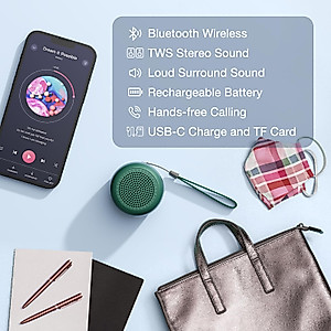 LEICEX Mini Bluetooth Speaker Wireless,Small Speaker Support TWS Stereo Sound.Portable Speaker for Travel,Gift,Mobile Phone.(Green)