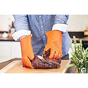 Jolly Green Products Ekogrips Premium Heat-Resistant BBQ Gloves for Cooking and Meat Handling, Kitchen Oven Gloves, Fireplace Accessory, Campfire Gloves, BBQ Mitt, Dishwashing Gloves (Orange, One-Size Fits Most)