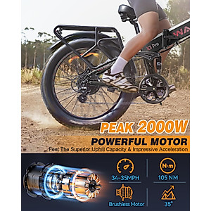 W Wallke X3 Pro Electric Bike for Adults Folding 750W-Exceed 1000W Standard Max Speed 32MPH 48V 20AH 26 Inch Fat Tire EBike Mountain Electric Bicycle Full Suspension 7-Speed