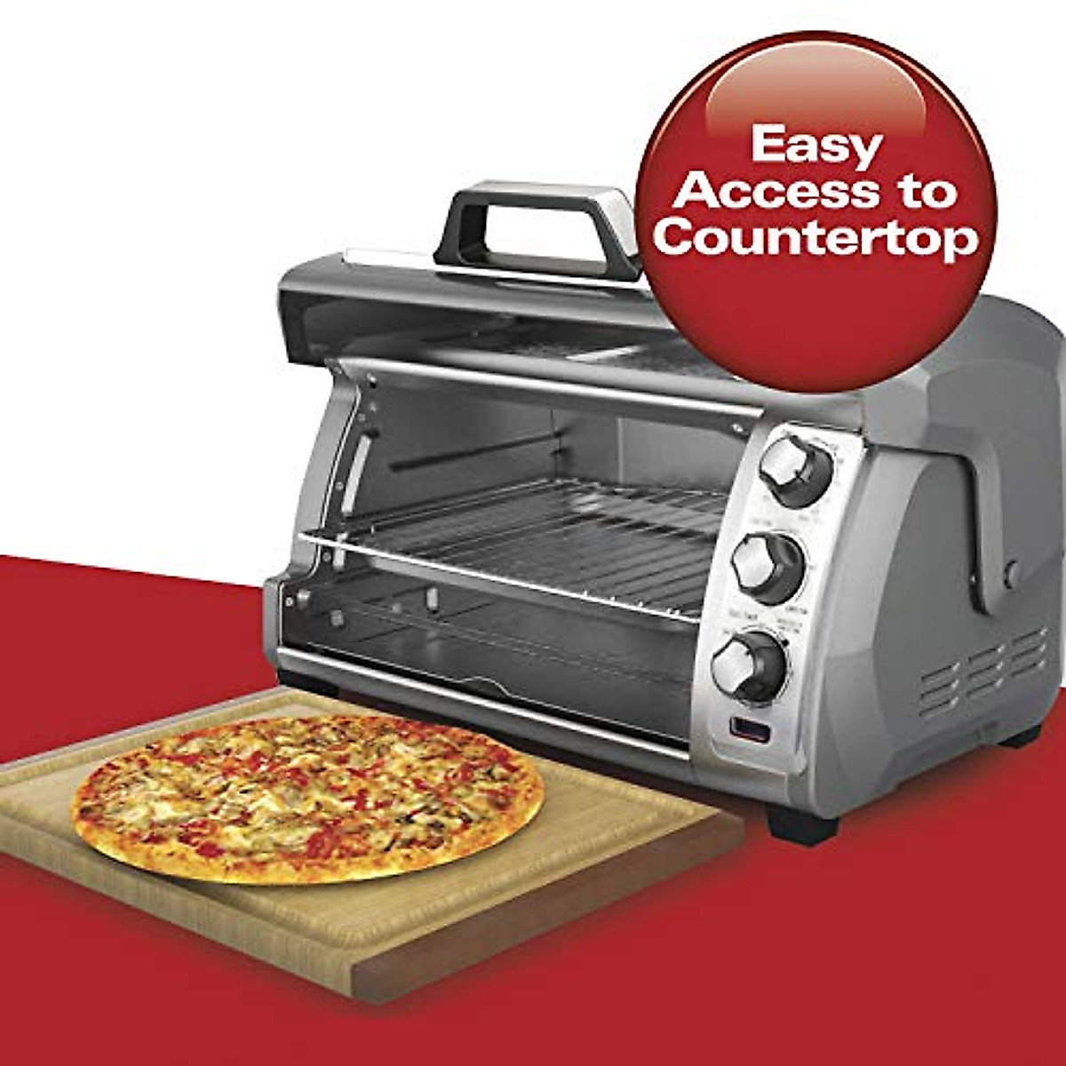 Hamilton Beach Countertop Toaster Oven, Easy Reach With Roll-Top Door, 6-Slice, Convection (31123D), Silver