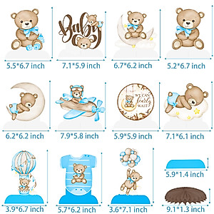We Can Bearly Wait Honeycomb Centerpieces Bear Centerpieces for Table Teddy Bear Baby Shower Party Decorations 11Pcs Blue Bear Table Decorations for Baby Boys Bear Gender Reveal Party Supplies