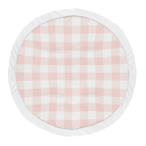 Sweet Jojo Designs Pink Buffalo Plaid Check  Girl Baby Playmat Tummy Time Infant Play Mat - Blush and White Shabby Chic Woodland Rustic Country Farmhouse