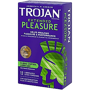 TROJAN EXTENDED PLEASURE Climax Control Extended Pleasure Condoms, 12 Count