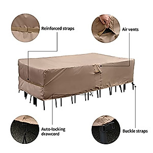 GARVIN Patio Furniture Set Cover,110 Inch Outdoor Table Covers Waterproof Heavy Duty, Rectangle Outdoor Sectional Cover for Couch ,Sofa ,Large Loveseat 110W X 83D X 28H inches