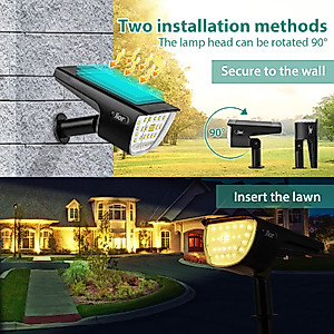 Jior Solar Landscape SpotLights Outdoor 32 LED IP65 Waterproof Solar Powered Wall Lights 2-in-1 Adjustable Lights for Garden Yard Driveway Walkway Pool Patio 4 Pack (Cold White)