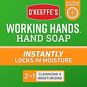 O'Keeffe's Working Hands Moisturizing Hand Soap with Fresh Orange Oil, 12 oz Pump (Pack of 4)