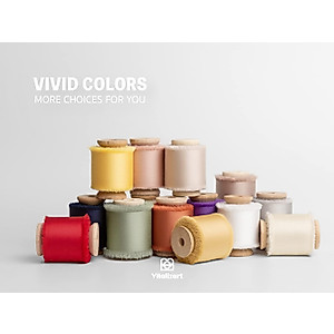 Vitalizart Silk Satin Ribbon 1-1/2 inch x 15 Yard with Wooden Spool Champagne & Nude Handmade Frayed Ribbons for Gift Wrapping Baby Shower Wedding Bridal Bouquets Holiday Decor