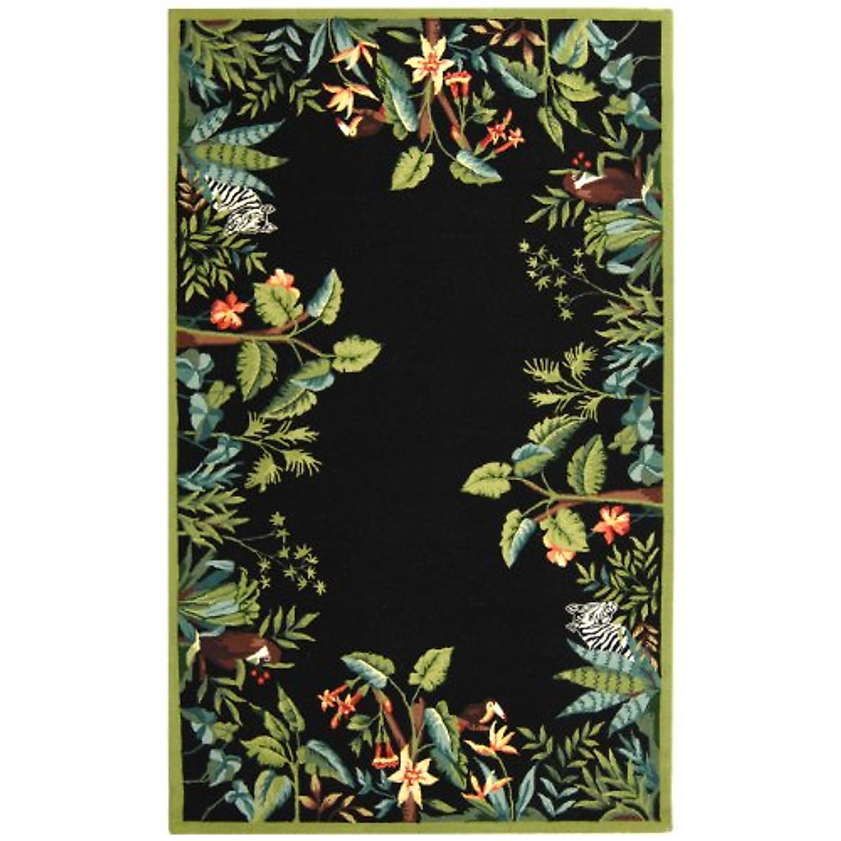 SAFAVIEH Chelsea Collection 5'6" Round Black / Green HK295B Hand-Hooked French Country Wool Area Rug