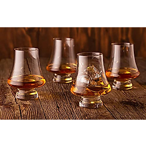 LUXBE - Bourbon Whisky Crystal Glass Snifter, Set of 4 - Narrow Rim Tasting Glasses - Handcrafted - Good for Cognac Brandy Scotch - 9-ounce/260ml