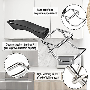 1 Pack Oven Tray Extractor Grills Extractor Oven Rack Push Pull Tool with Heat-Resistant Plastic Handle, Ideal for Lifting Tray/Grills from Oven, Toaster Oven, Air Fryer