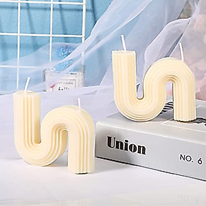 2 Pcs Twist Aesthetic Candles Cool S Shape Candle Minimalist Geometric Shaped Soy Wax Scented Candle Art Decorative Handmade for Wedding Birthday Christmas Gift (White)
