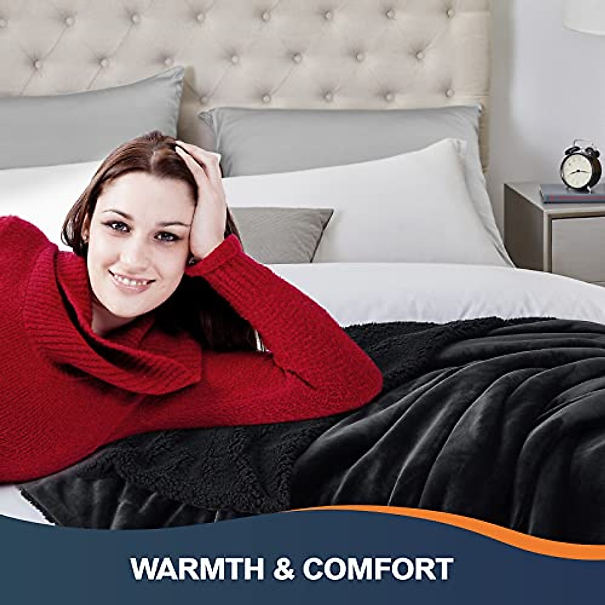 Walensee Sherpa Fleece Blanket (Twin Size 60”x80” Black) Plush Throw Fuzzy Super Soft Reversible Microfiber Flannel Blankets for Couch, Bed, Sofa Ultra Luxurious Warm and Cozy for All Seasons