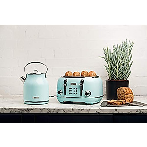 Haden 75004 Heritage 1.7 Liter (7 Cup) Stainless Steel Electric Kettle with Auto Shut-Off and Boil Dry Protection, Turquoise
